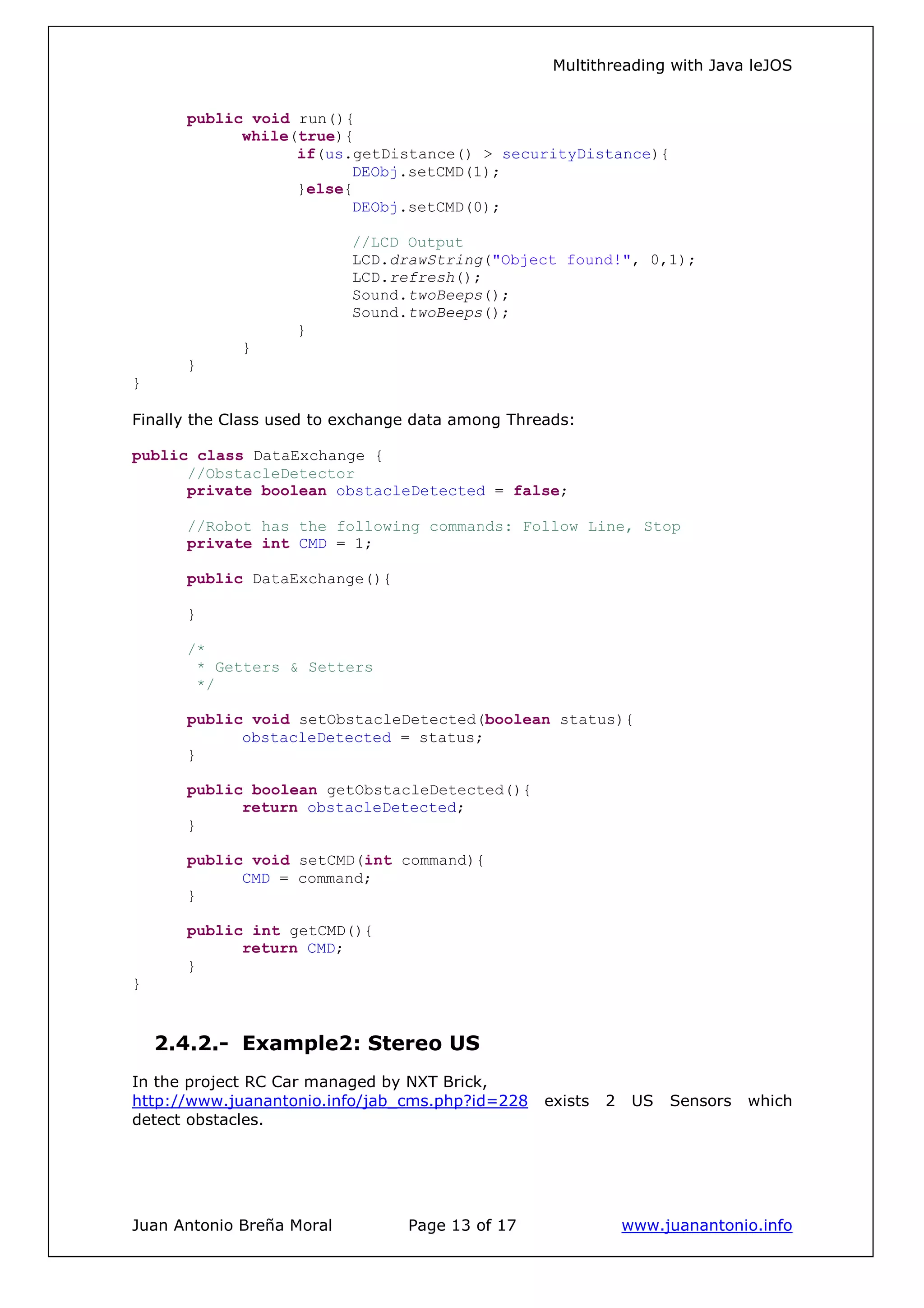 Java lejos-multithreading | PDF