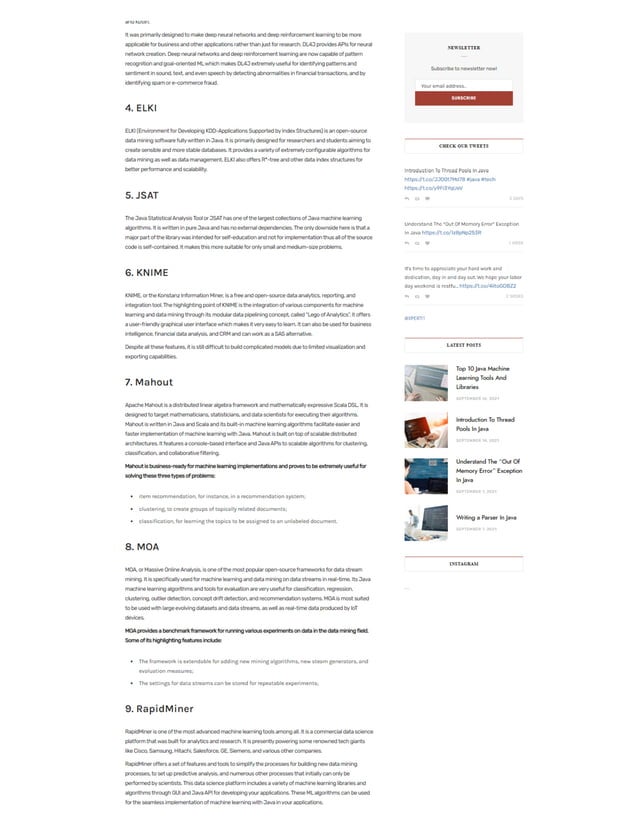 Top 10 Java Machine Learning Tools And Libraries | PDF