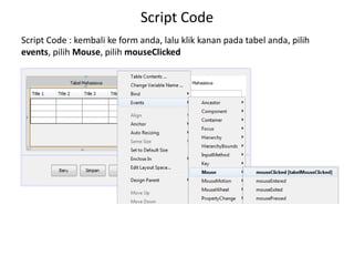 Java membuat form data mahasiswa | PPTX