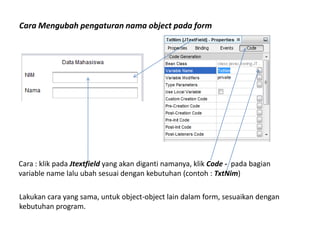 Java membuat form data mahasiswa | PPT