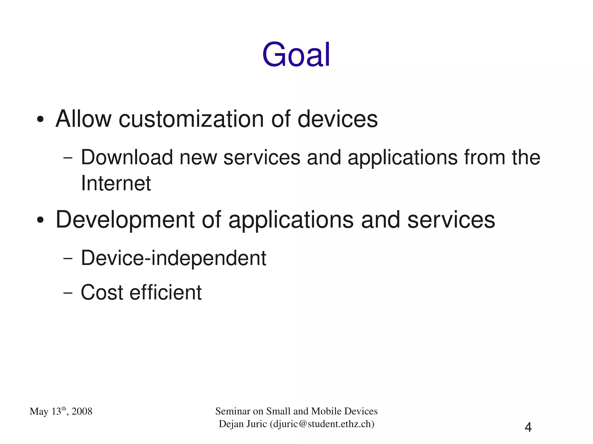 Java Micro Edition Platform And Android Seminar On Small And Mobile Devices Ppt