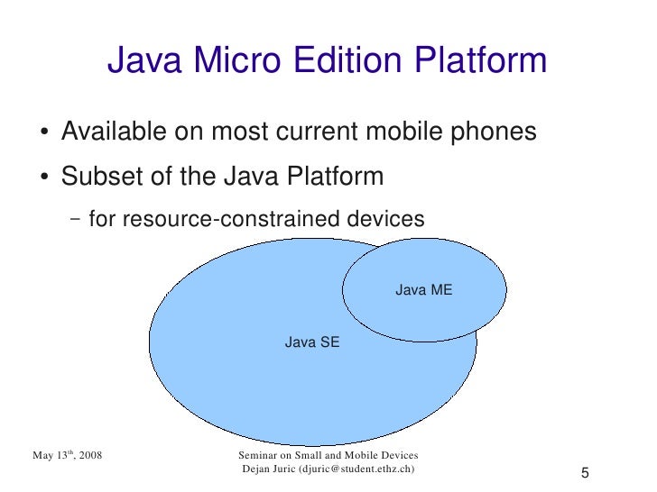 Java Micro Edition Platform And Android Seminar On Small And Mobile D