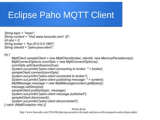 MQTT and Java - Client and Broker Examples | ODP | Web Development | Internet