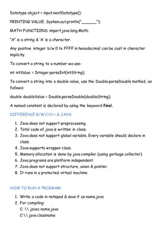 Java notes | DOCX