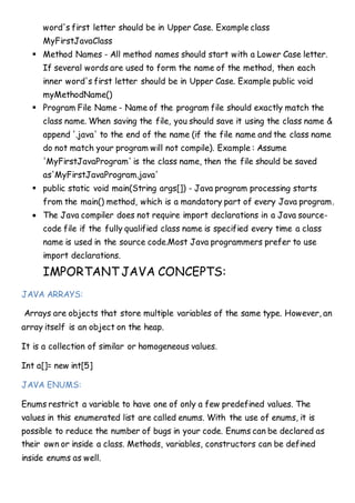 Java notes | DOCX