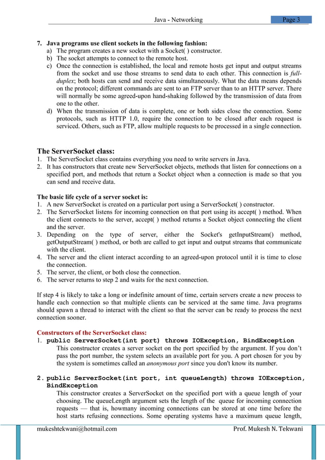 Java networking programs - theory | PDF