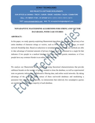 Java nonadaptive mastermind algorithms for string and vector databases ...