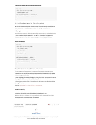 Introduction to Java Primitives | PDF