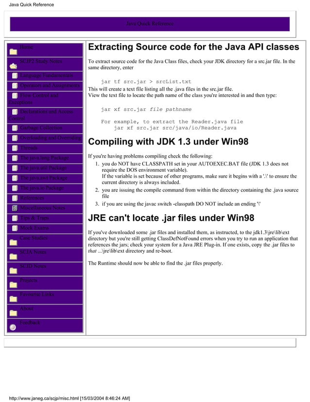 Java Quick Reference Pdf