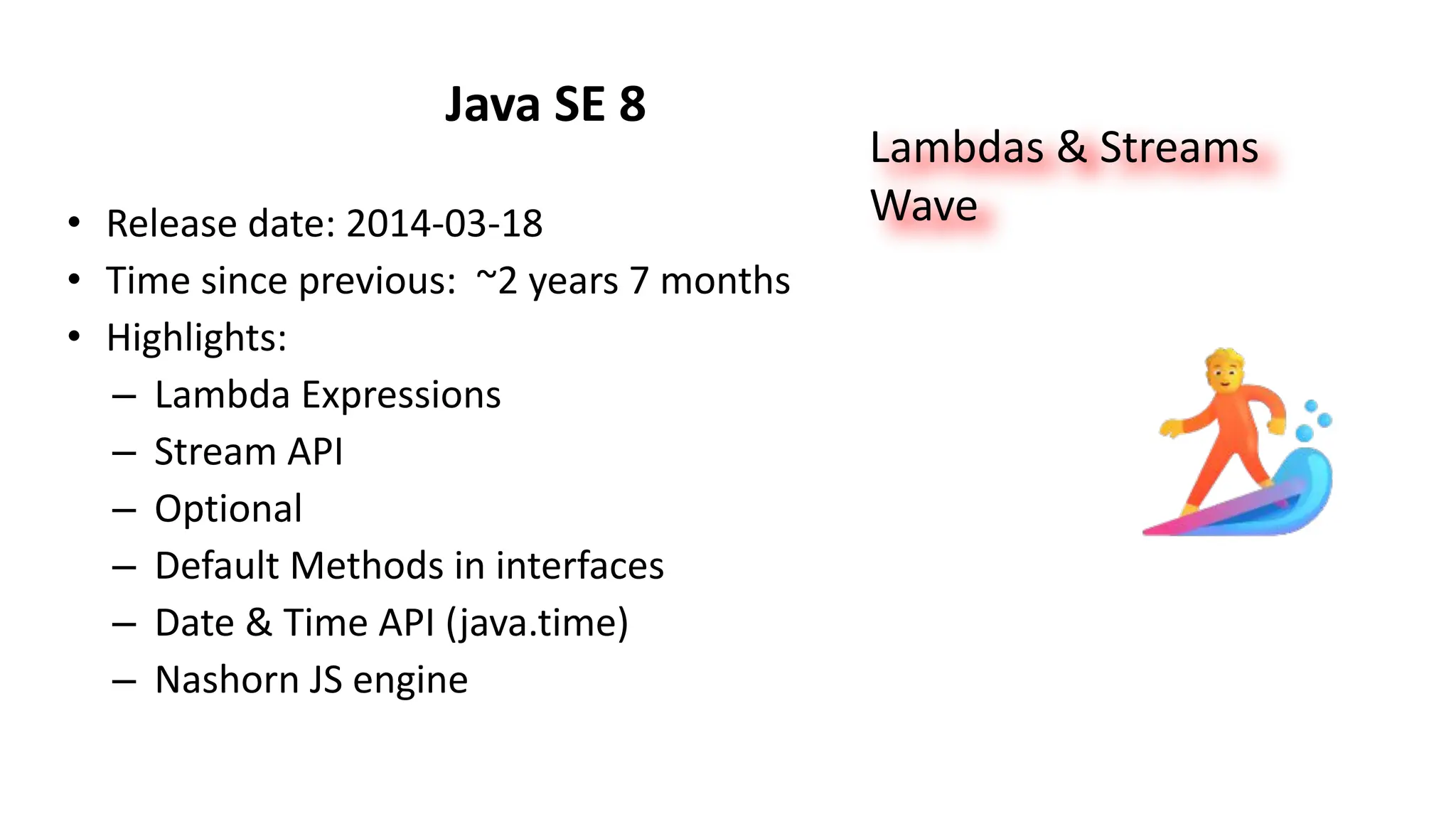 ☕ Java from 1.0 → 24: One Version per Slide—Date, Gap, Highlights | PDF