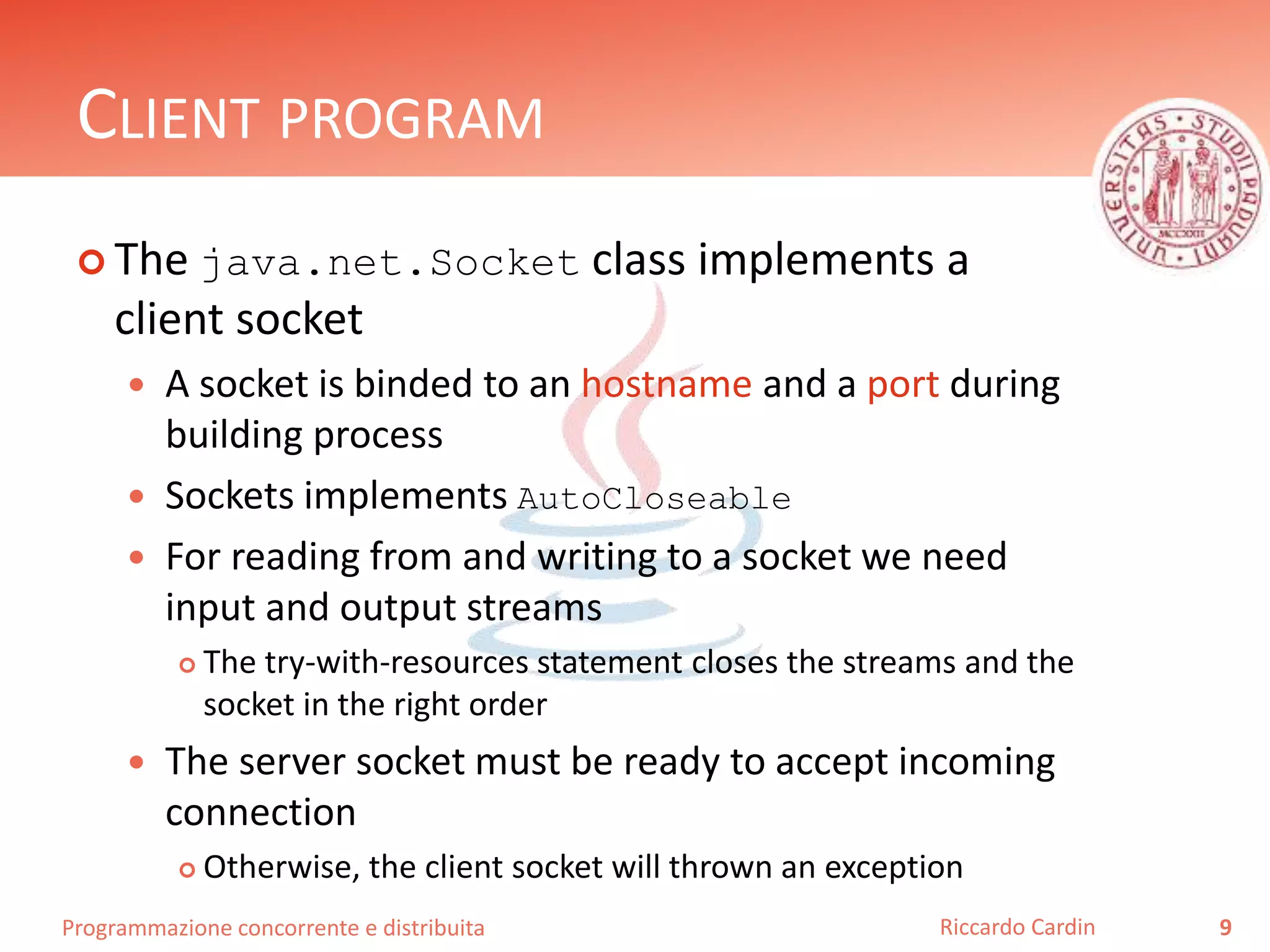 Java - Sockets | PPTX | Computer Networking | Computing