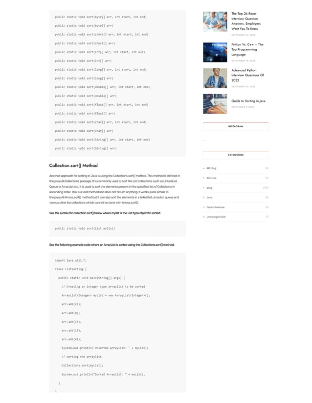 Guide to Sorting in Java | PDF