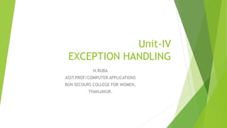 Java -Exception handlingunit-iv | PPT