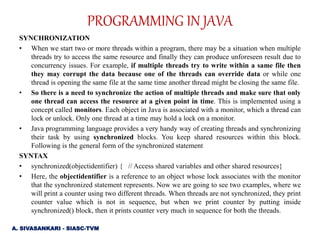 PROGRAMMING IN JAVA-unit 3-part II | PPTX