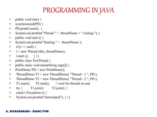 PROGRAMMING IN JAVA-unit 3-part II | PPTX