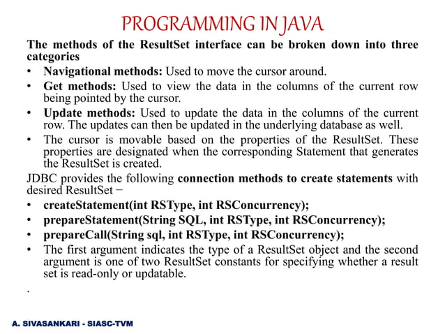PROGRAMMING IN JAVA- unit 5-part II | PPTX