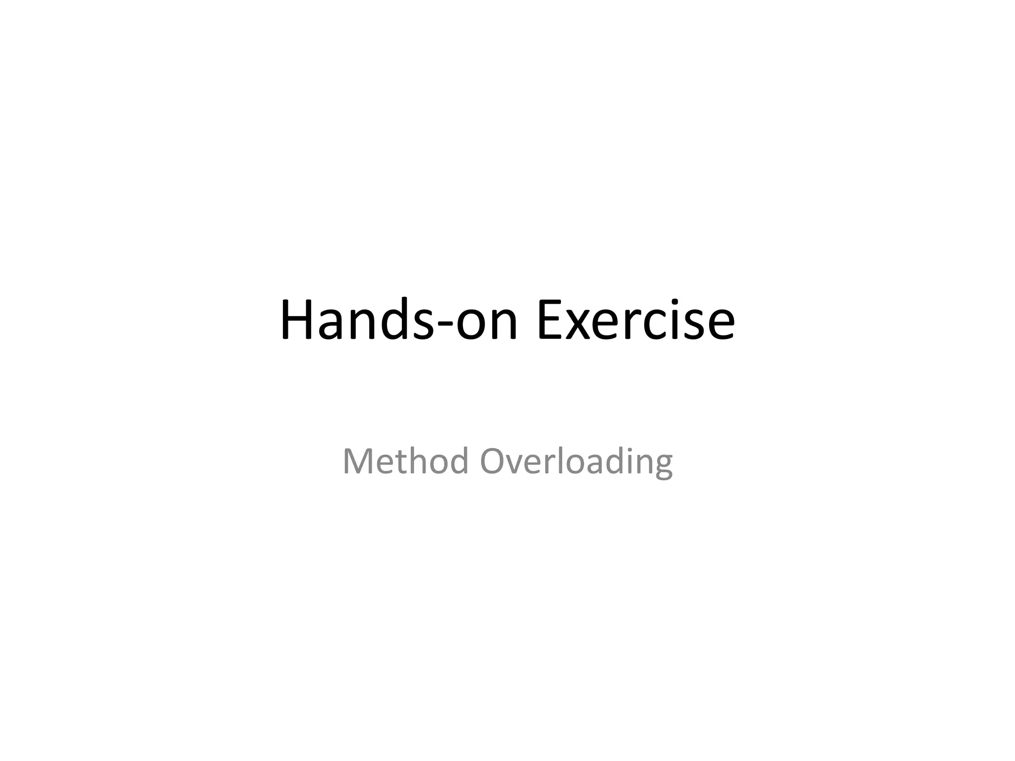 Java 102 Intro To Object Oriented Programming In Java Exercises Ppt