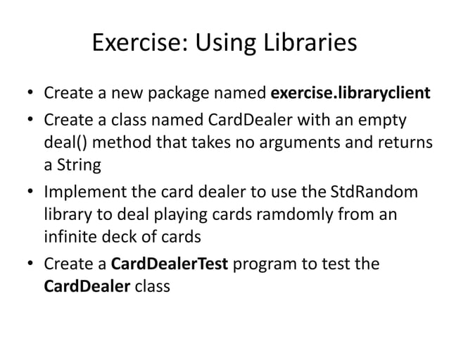 Java 102 Intro To Object Oriented Programming In Java Exercises Ppt