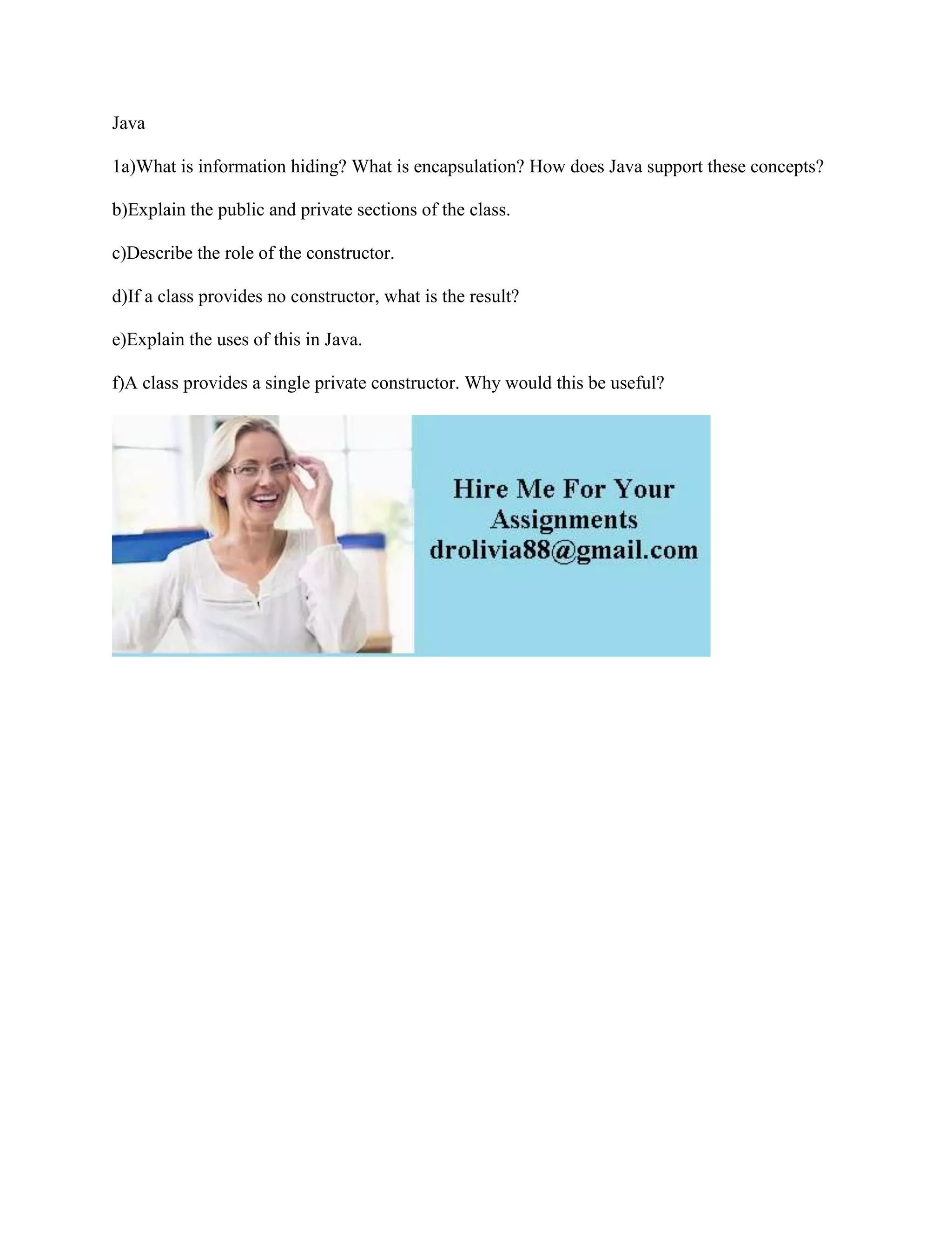 Java 1a)What is information hiding- What is encapsulation- How does Ja.docx