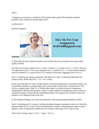 JAVA 1 Suppose you are given a sorted list of N elements followed by f.docx