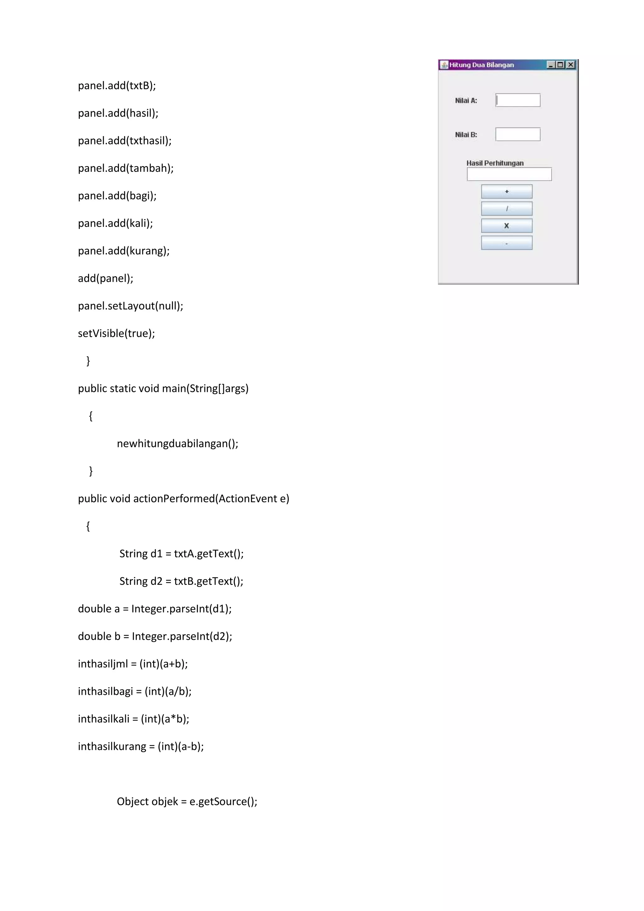 Perhitungan Dua Bilangan dengan Java NetBeans | PDF
