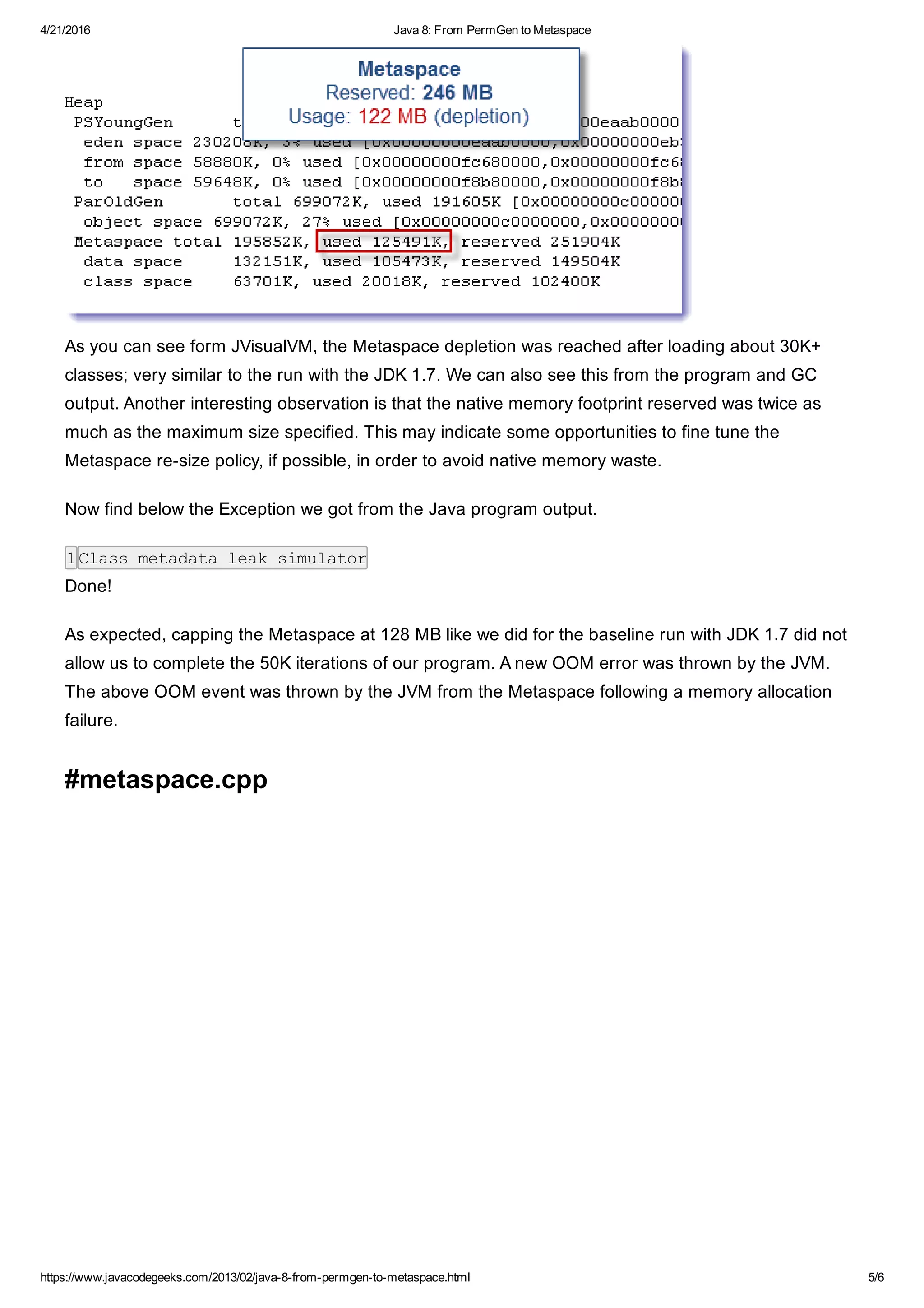 Java 8 from perm gen to metaspace | PDF