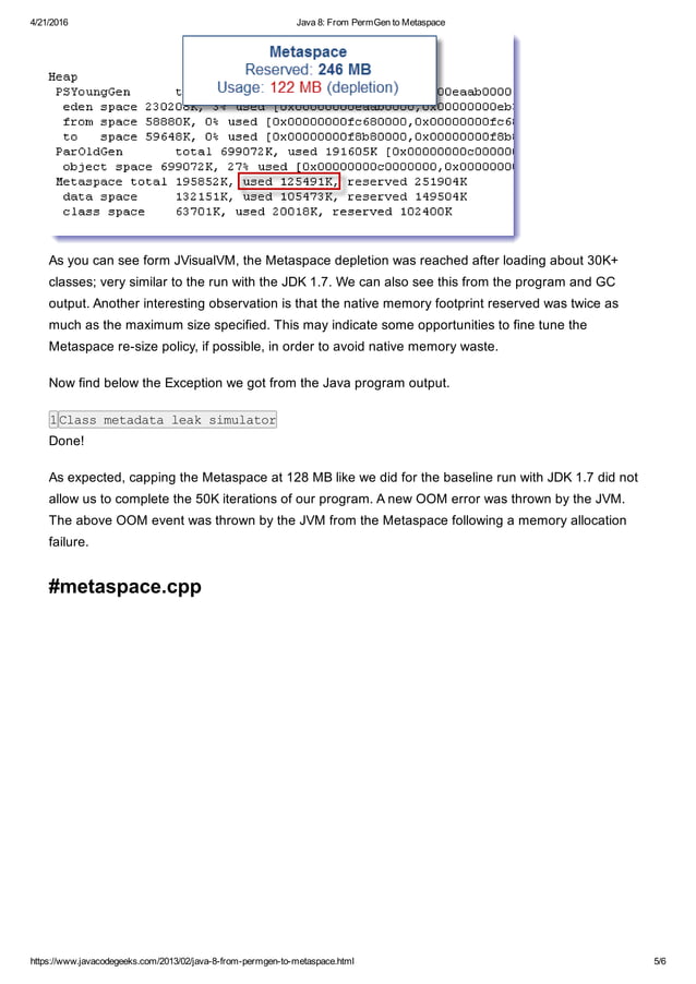 Java 8 from perm gen to metaspace | PDF