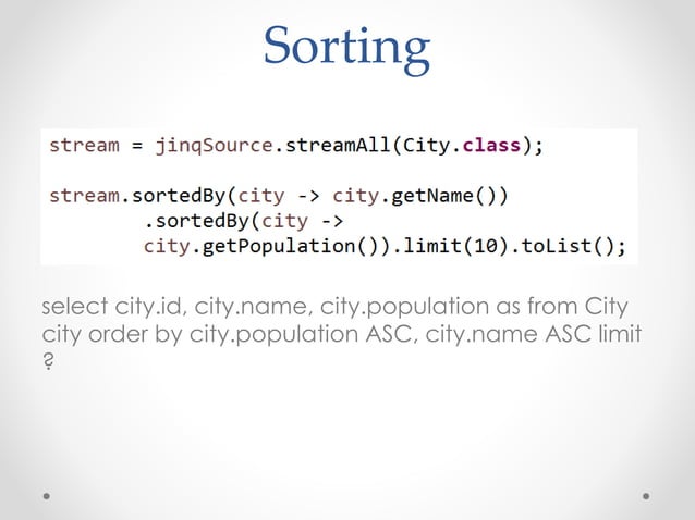 Java 8 in action.Jinq