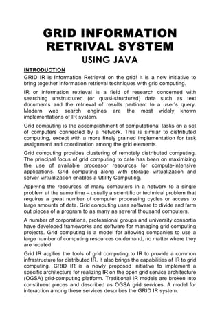 Java Abs Grid Information Retrival System | PDF