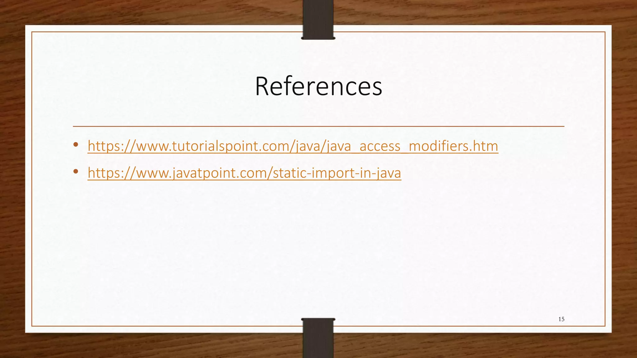 Static Import and access modifiers | PPT