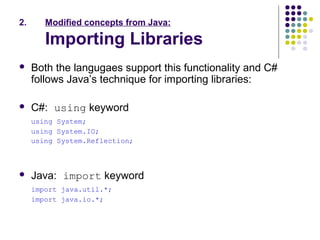 Difference between Java and c# | PPT