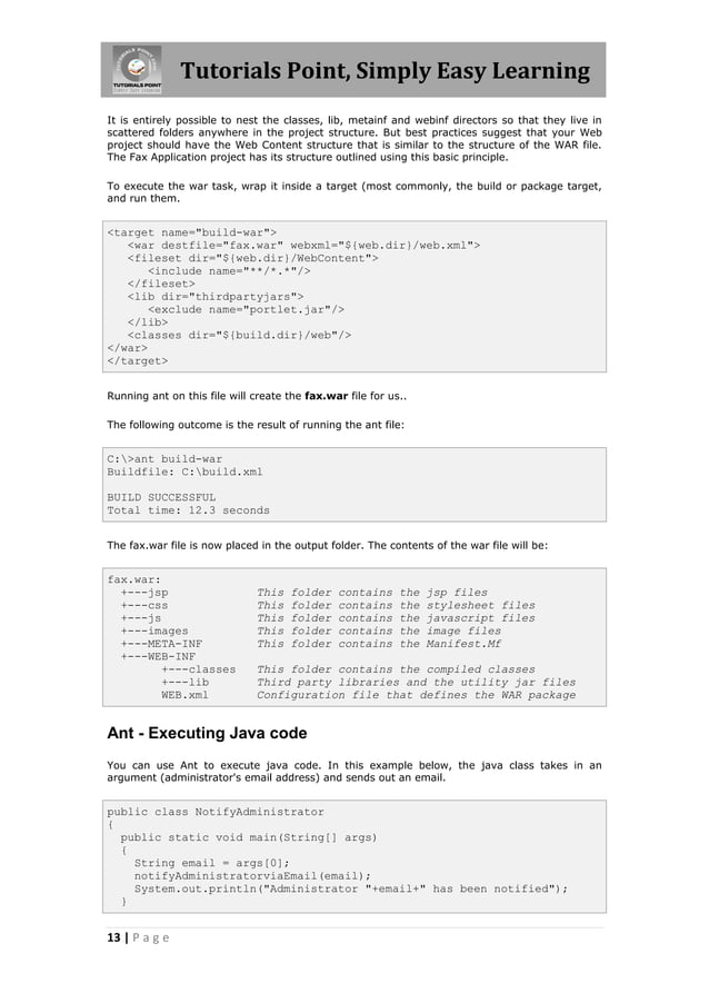 Java ant tutorial | PDF