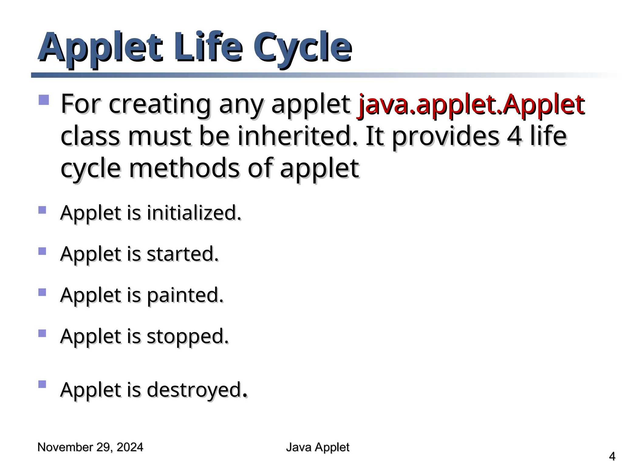 Introduction to Java Applet and Life cycle of an Applet | PPT