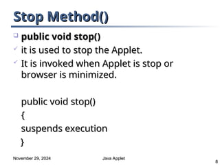 Introduction to Java Applet and Life cycle of an Applet | PPT