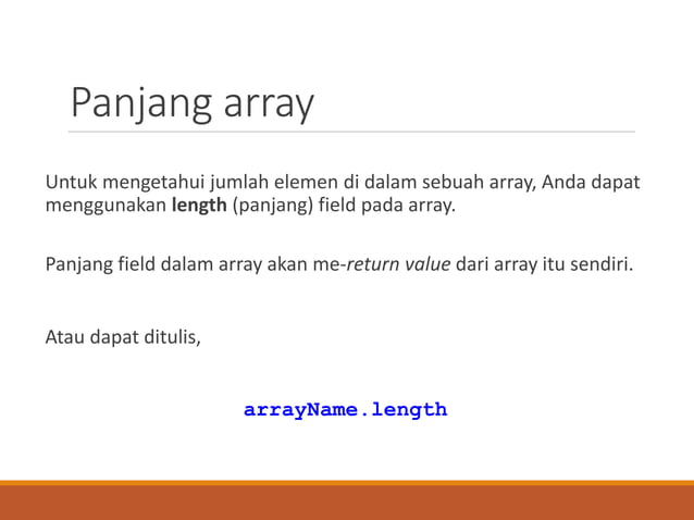 Slide presentasi kuliah Java array implementation.ppt