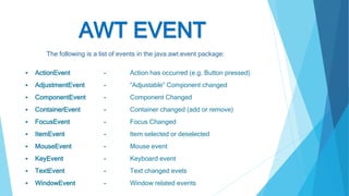 Java Abstract Window Toolkit (AWT) Presentation. 2024 | PPT