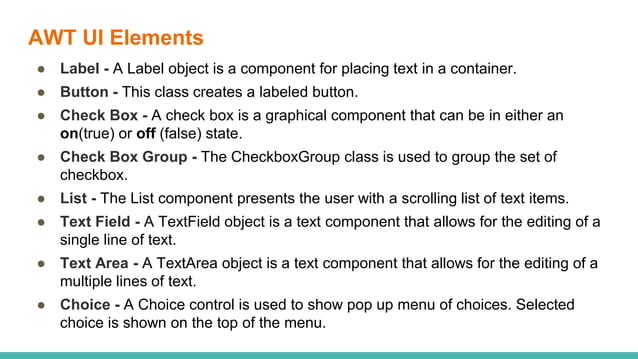 Java Awt Abstract Window Toolkit