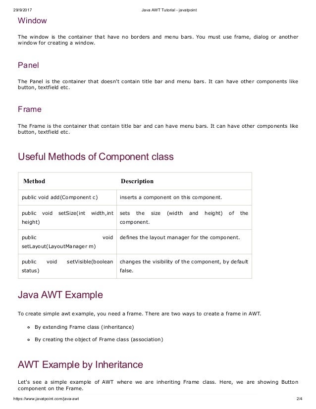 Java awt tutorial javatpoint Java awt tutorial javatpoint