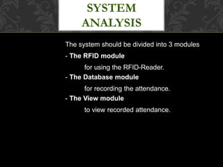 Java based rfid attendance management system | PPT
