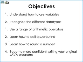Java basics variables | PPTX