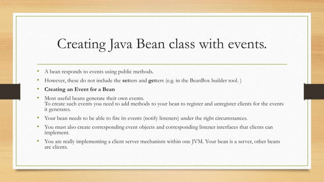 Java Beans Unit 4(part 2) | PPTX | Programming Languages | Computing