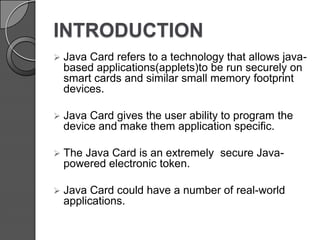 Java card | PPTX | Programming Languages | Computing