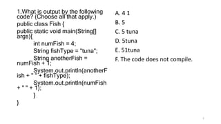Chapter 4 of Java 17 Certification sample questions | PPTX