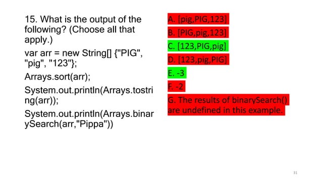 Chapter 4 of Java 17 Certification sample questions | PPT