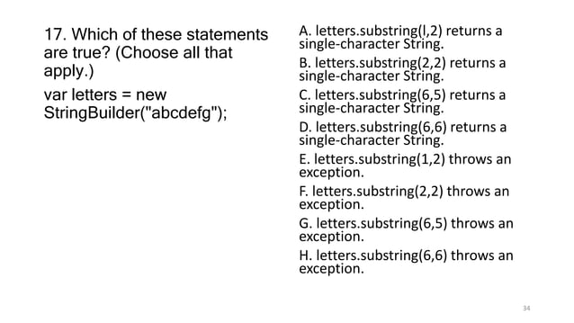 Chapter 4 of Java 17 Certification sample questions | PPT