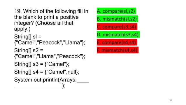 Chapter 4 of Java 17 Certification sample questions | PPT