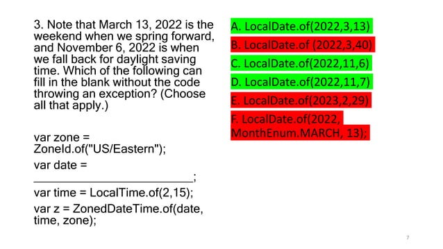 Chapter 4 of Java 17 Certification sample questions | PPT