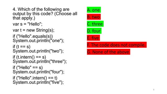 Chapter 4 of Java 17 Certification sample questions | PPT