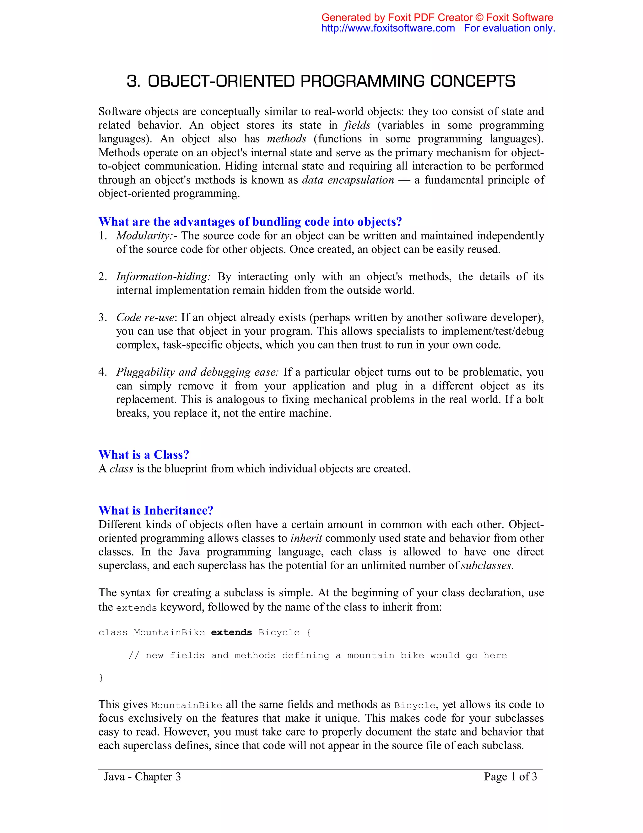 Java chapter 3 - OOPs concepts | PDF | Programming Languages | Computing