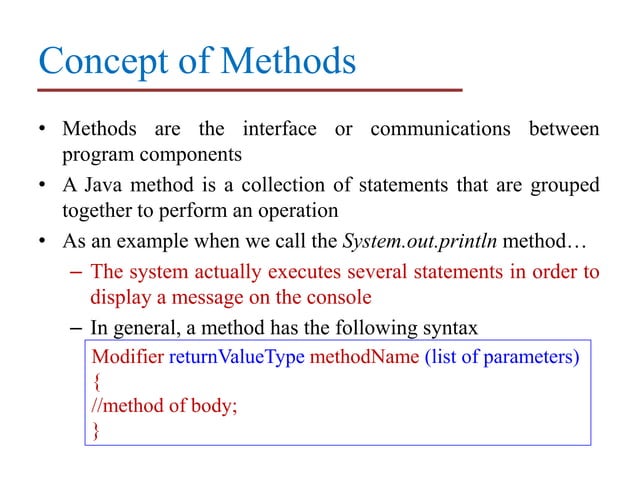 Java Classobjectmethod Introduction Ppt 0542